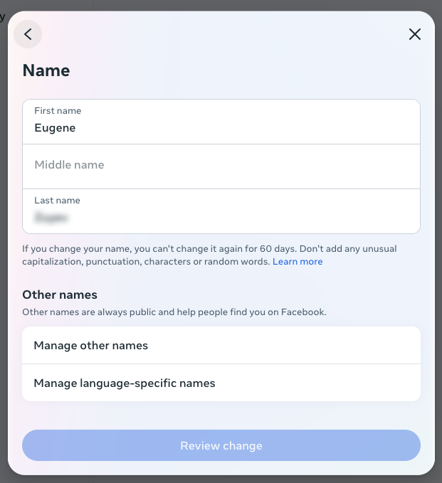 How to change the order of your names on Facebook today? | Dae’s blog